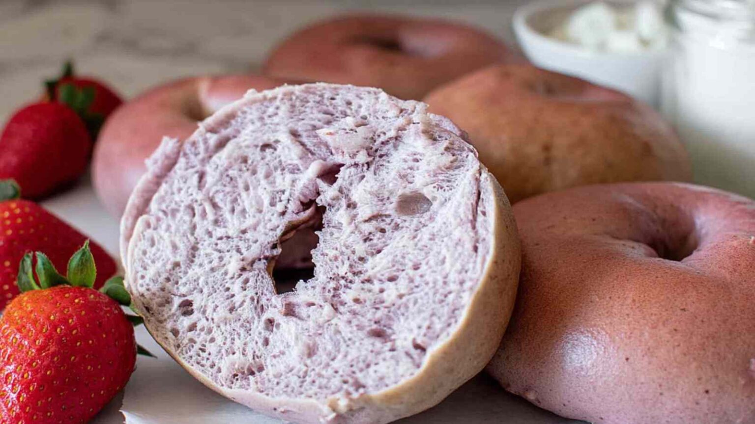Strawberry Bagels Recipe – Naturally Pink & Packed with Fresh Berries